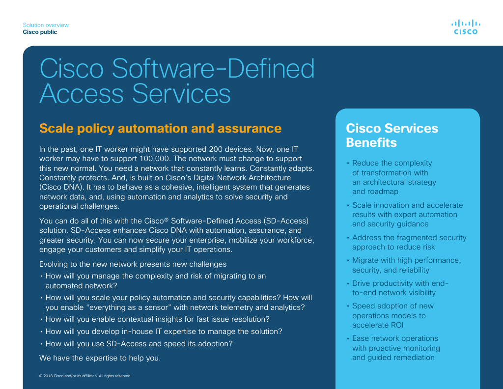[Solution Overview] Cisco Software-Defined Access Services